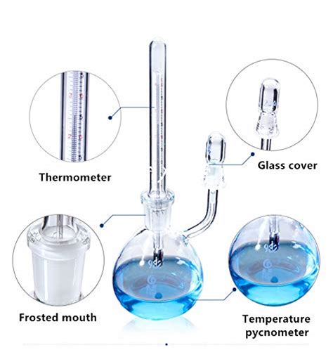 Specific Gravity Bottle Pycnometer With Thermometer 25ml Capacity With Ground Glass Stopper