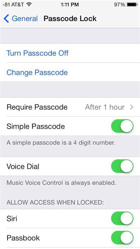 How To Set Up Or Turn Off Passcode Lock In Ios 7