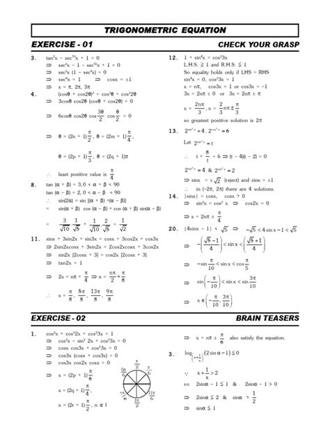 03 Trigonometic Equation Pdf Equations Geometric Measurement