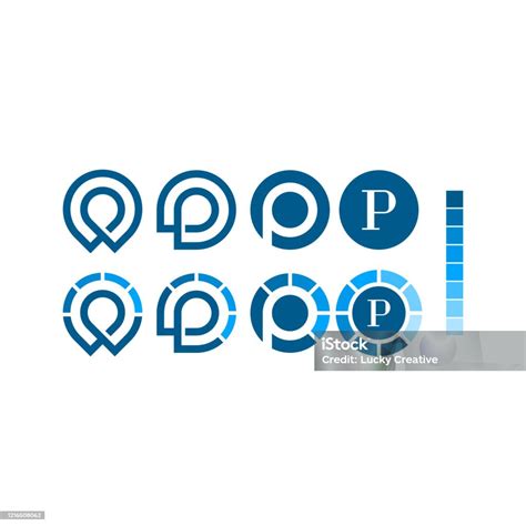 기술 블루 P 초기 로고 벡터 템플릿 세트 알파벳 O에 대한 스톡 벡터 아트 및 기타 이미지 알파벳 O 알파벳 P 개념 Istock