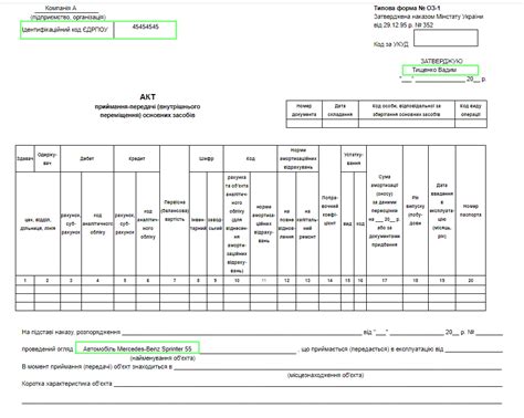 Акт приймання передачі внутрішнього переміщення основних засобів