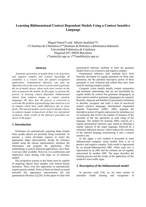 Pdf Learning Bidimensional Context Dependent Models Using A Context