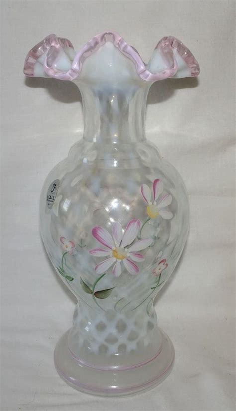 Fenton Opalescent Hand Painted Vase