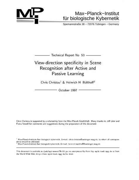 Pdf View Direction Specificity In Scene Recognition After Active And Passive Learning