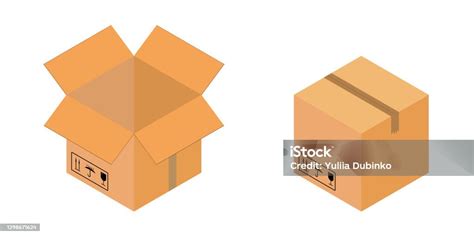 도로 표지판이 있는 테이프가 있는 개방형 및 폐쇄형 골판지 상자 흰색 배경에 격리된 벡터입니다 배달 서비스를 위한 디자인 벡터 0명에 대한 스톡 벡터 아트 및 기타 이미지