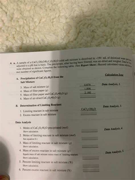 Solved Experiment 8 Prelaboratory Assignment Limiting Reactant Desk