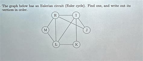 The Graph Below Has An Eulerian Circuit Euler Cycle Find One And