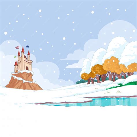 Premium Vector Castle In Winter With Snow