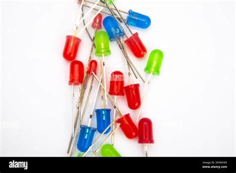 Collection Of Leds On A White Background Used For Copy Space