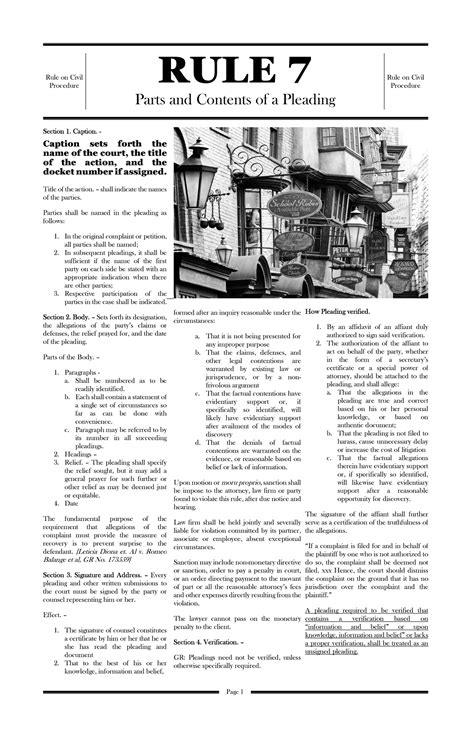 Rule 7 Revised Rule On Civil Procedure Rule On Civil Procedure RULE 7 Parts And Contents Of A