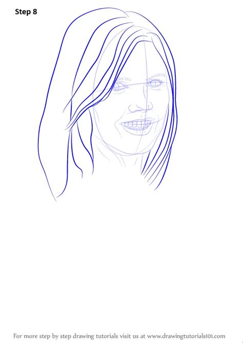 How To Draw Heidi Klum Female Models Step By Step Drawingtutorials Com