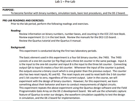 Lab 1 Pre Lab PURPOSE To Become Familiar With Chegg Com