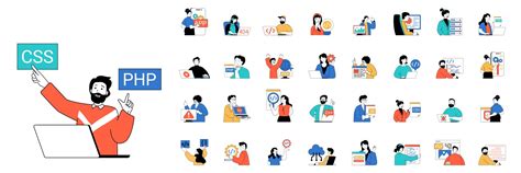 Programming Concept With People Situations Mega Vector Image