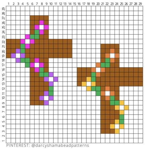 Easter Crosses Pattern 29x29 Perler Bead Art Pixel Art Pattern Easy Pixel Art