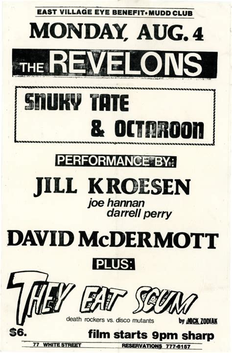 Gallery 98 East Village Eye And The Mudd Club Benefit Concert With David Mcdermott Nick Zedd