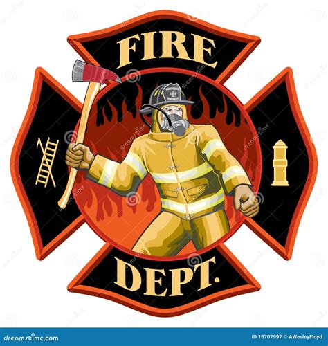 Firefighter Inside Maltese Cross Symbol Stock Vector Illustration Of