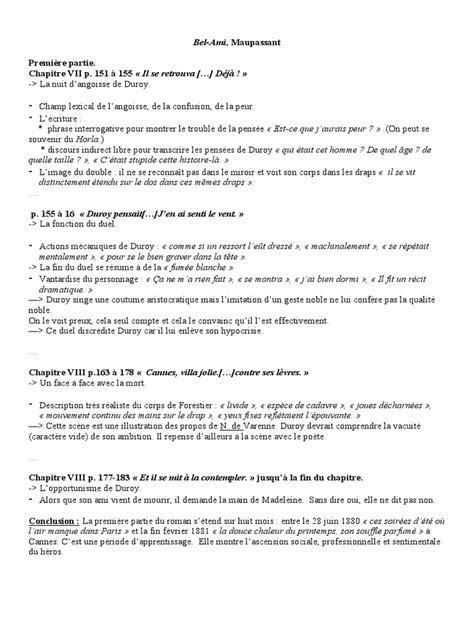 Bel Ami 1ère Partie Chap Vii Et Viii Cours Pdf