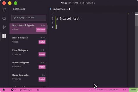 Snippets In Onivim Onivim User Manual