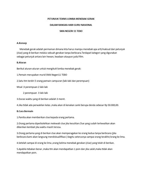 Petunjuk Teknis Lomba Tebak Gerak 1 Pdf