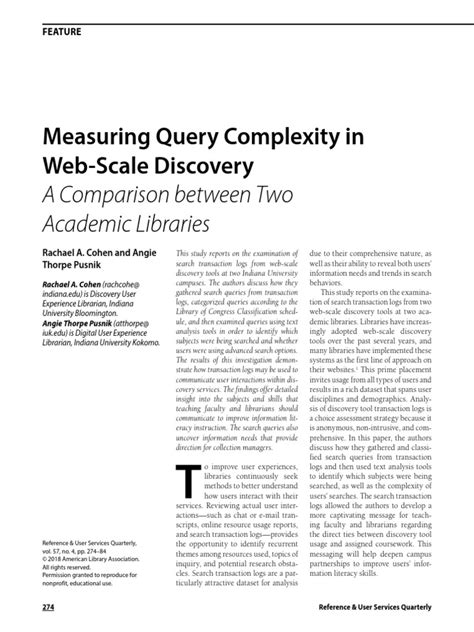 Measuring Query Complexity In Web Scale Discovery A Comparison Between
