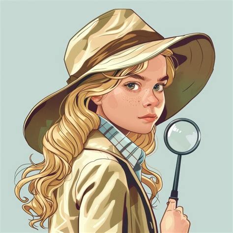 A Drawing Of A Woman With A Magnifying Glass And A Magnifying Glass Premium Ai Generated Image