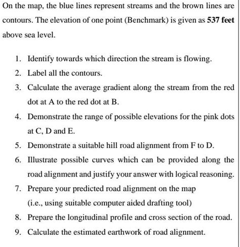 Solved In The Map The Blue Lines Represent Streams And The