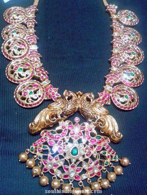 Traditional Ruby Temple Necklace South India Jewels