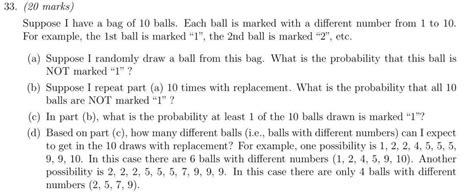 Solved Suppose I Have A Bag Of 10 Balls Each Ball Is Marked