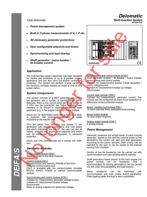 Delomatic 3 Data Sheet 4921240164 Uk Pdf Power Supply Electric