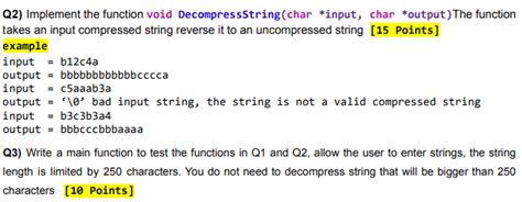 solved q2 implement the function void decompressstring char