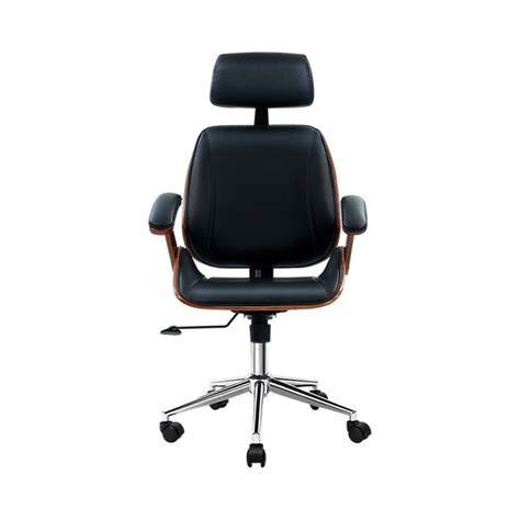 Artiss Wooden Office Chair Computer Gaming Chairs Executive Leather Bl