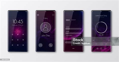 현대 스마트폰 템플릿 흰색절연 Ui와 트렌디한 배경 그래픽 사용자 인터페이스에 대한 스톡 벡터 아트 및 기타 이미지 그래픽