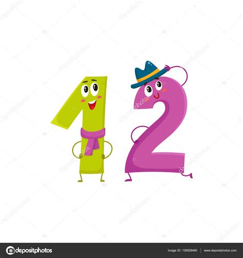 Cute And Funny Colorful 12 Number Characters Birthday Greetings
