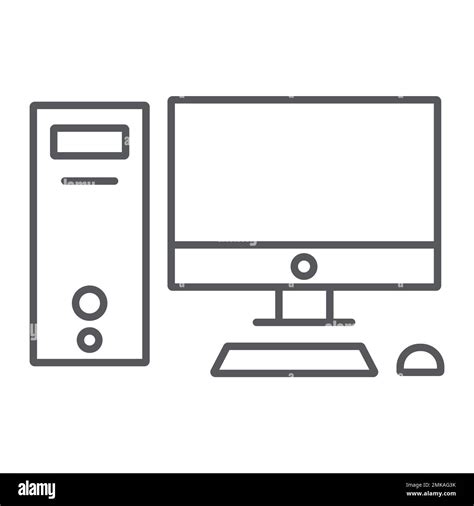 Computer Thin Line Icon Desktop And Monitor Pc Sign Vector Graphics A Linear Pattern On A