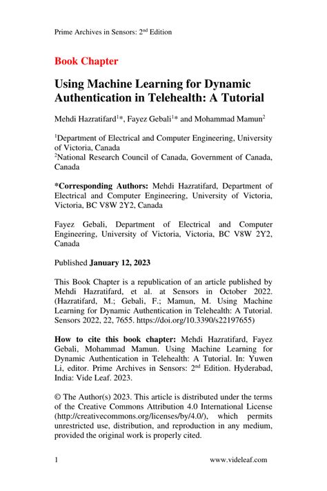 Pdf Using Machine Learning For Dynamic Authentication In Telehealth