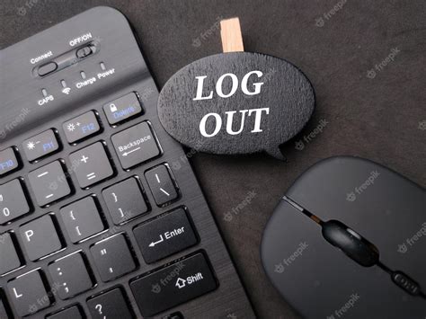 Premium Photo Wireless Keyboard And Mouse With The Word Log Out On Black Background Premium Photo Wireless Keyboard And Mouse With The Word Log Out On Black Background