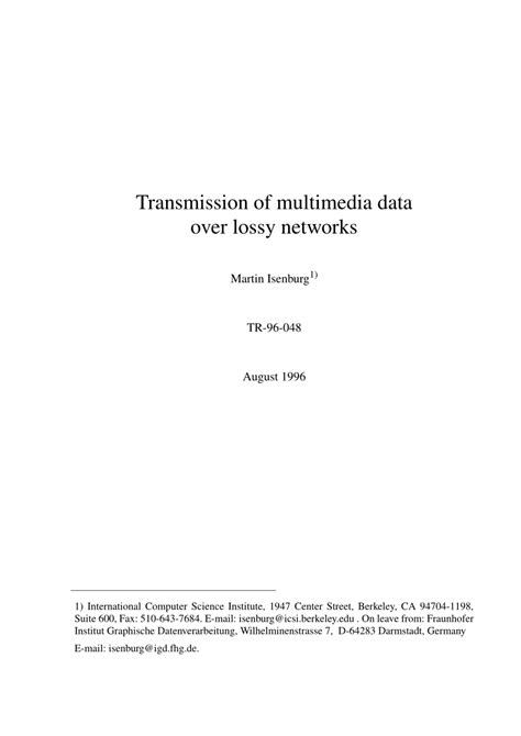 Pdf Transmission Of Multimedia Data Over Lossy Networks