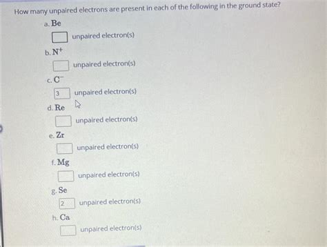 Solved Y Unpaired Electrons Are Present In Each Of The