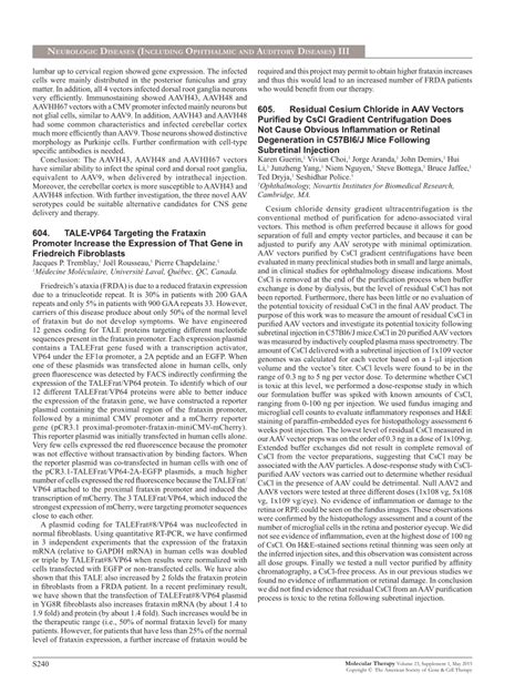 Pdf 605 Residual Cesium Chloride In Aav Vectors Purified By Cscl