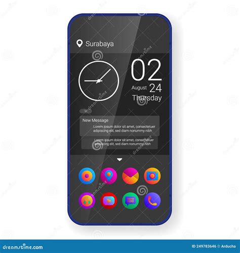 Dark Mode Home Screen Userr Interface Mobile App Stock Vector Illustration Of Object Widget