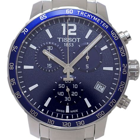 ティソ クイックスター クロノグラフ 42mm ネイビー T095417a クオーツ Used Tissot