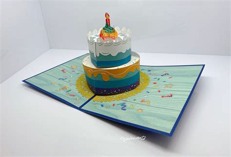3d Pop Up Birthday Cake Card Etsy