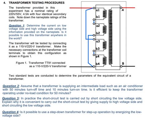 solved 4 transformer testing procedures the transformer