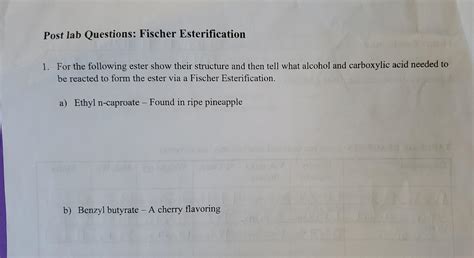 Solved For The Following Ester Show Their Structure And Chegg Com