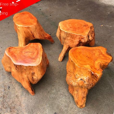 Root Carving Stool Tree Root Tea Table Stool Bonsai Solid Wood Round A