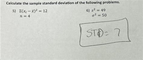 Solved Calculate The Sample Standard Deviation Of The Chegg