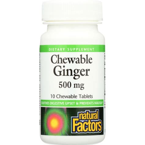 Natural Factors Chewable Ginger 500 Mg 10 Chewable Tablets Hilife