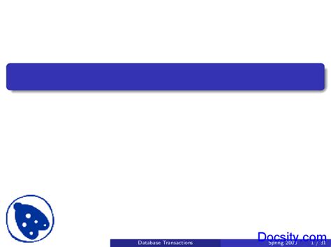 Database Transactions Data Base Management System Lecture Slides Docsity