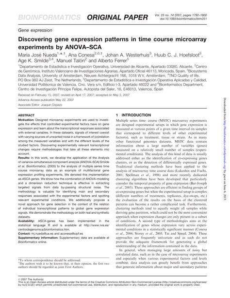 Pdf Discovering Gene Expression Patterns In Time Course Microarray Experiments By Anova Sca