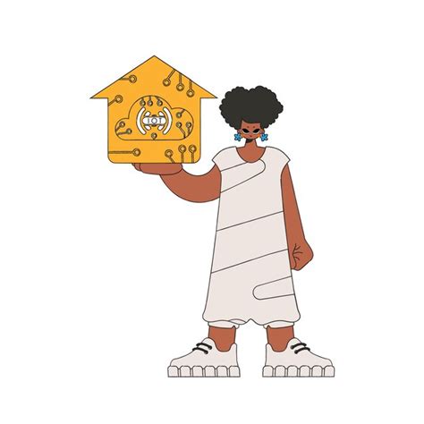 Premium Vector Girl Grasps The Iot Logo In Her Grasp